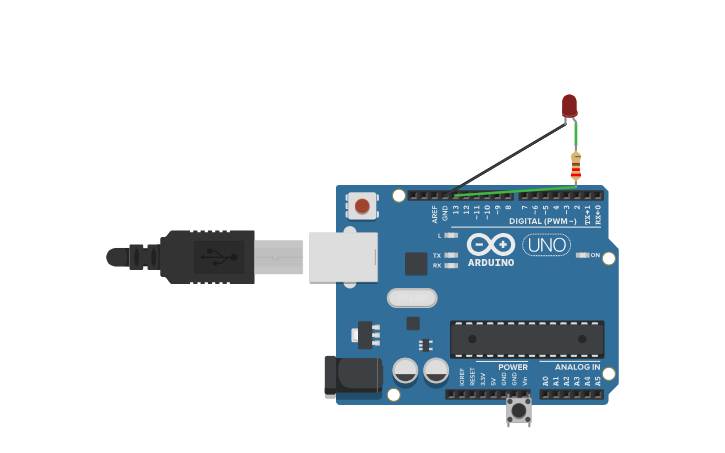 Circuit design Arduino Led ON/OFF control with push button - Tinkercad