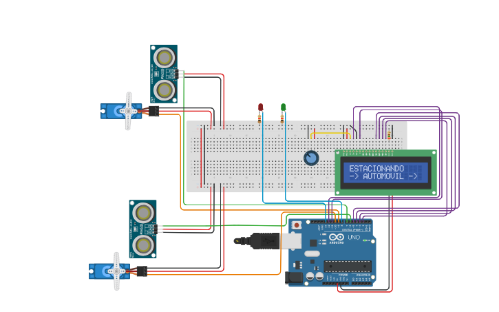 Circuit Design Copy Of Estacionamiento Automatizado Sensor Aforo Tinkercad