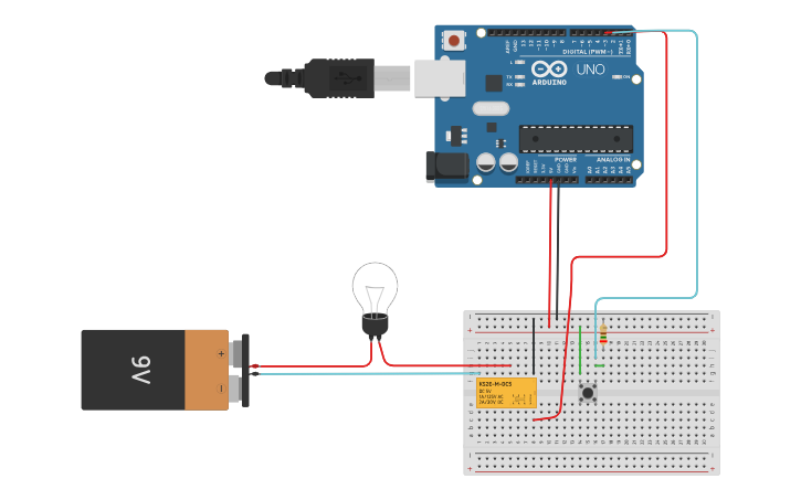 Circuit design Bombilla ,relé y Arduino - Tinkercad