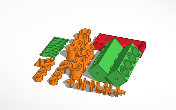 3D design V8 engine - Tinkercad