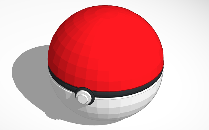 3D design big Pokeball - Tinkercad