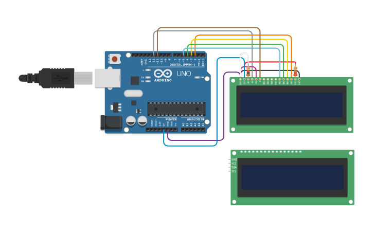Circuit design LCD Practical Exam - Tinkercad