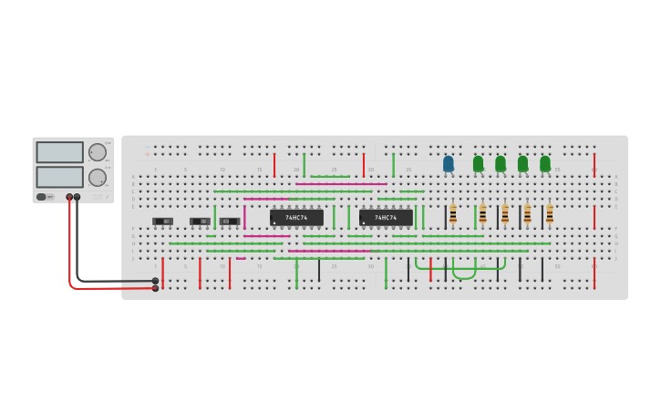 Circuit design Serial in Serial out [SISO] - Tinkercad