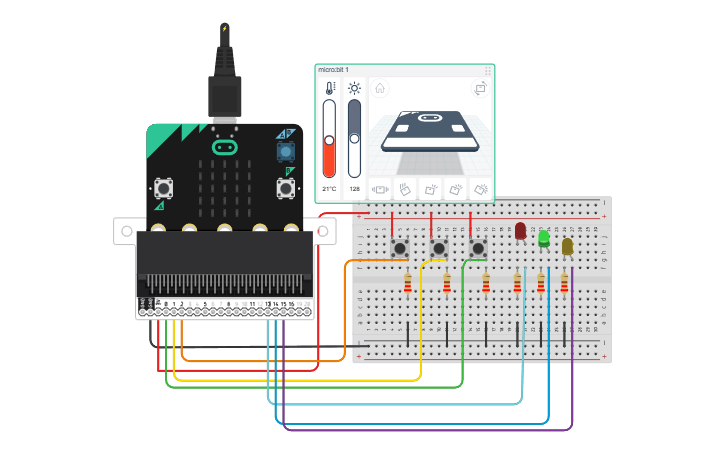 Circuit Design Tres Pulsadores Y Tres Leds Olaf Tinkercad