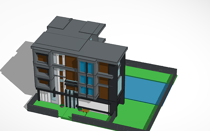 3D design Bungalow With Swimming Pool | Tinkercad