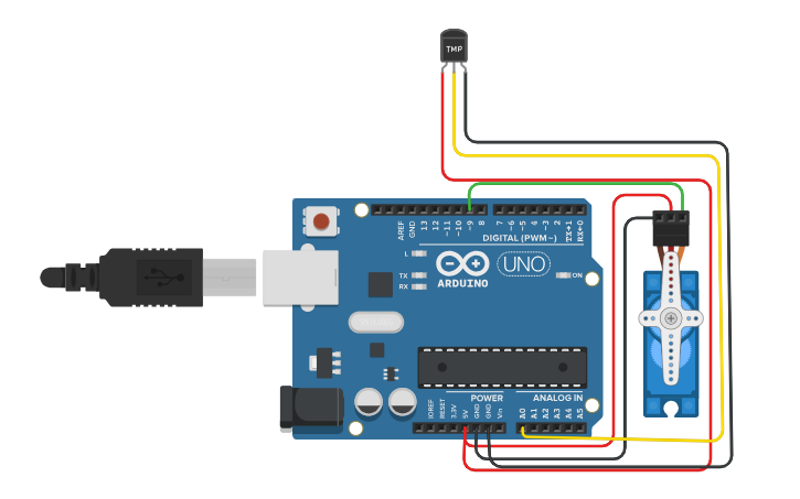 Circuit design Temperature Sensor - Tinkercad