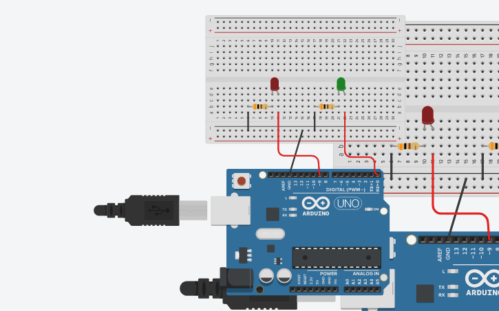 Circuit design Semáforo de peatones - Tinkercad