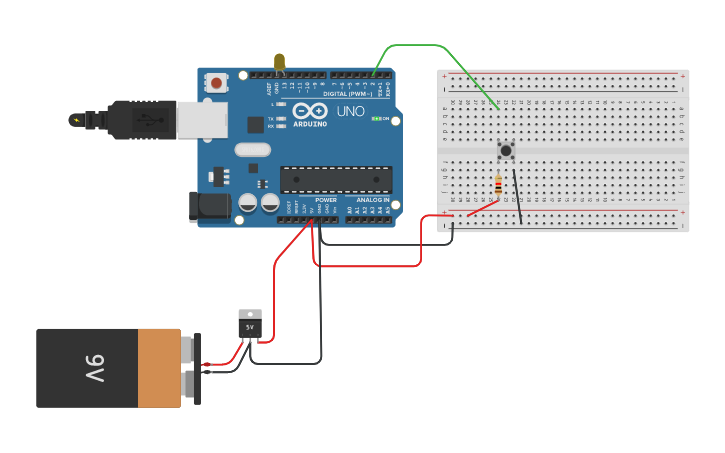 Circuit design encender led con un pulsador - Tinkercad