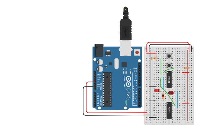 Circuit design 7400 pinout e 7404 pinout - Tinkercad