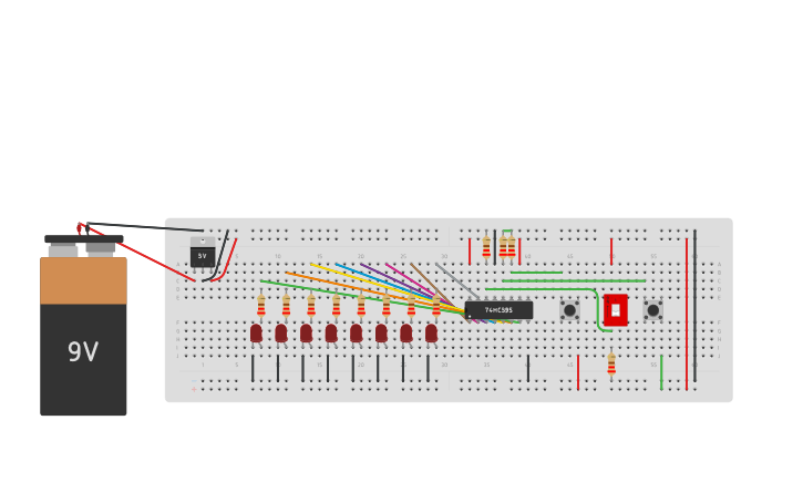 Circuit design Shift Register (Left) - Tinkercad