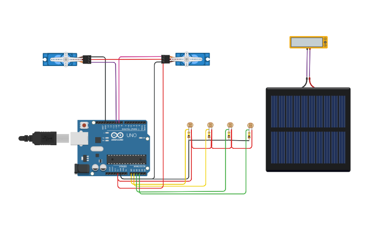 Circuit design Circuito de Seguimiento Solar - Tinkercad