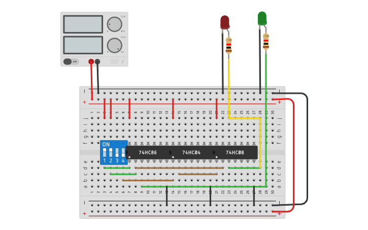 Circuit design Half Subtractor- using basic gates | Tinkercad