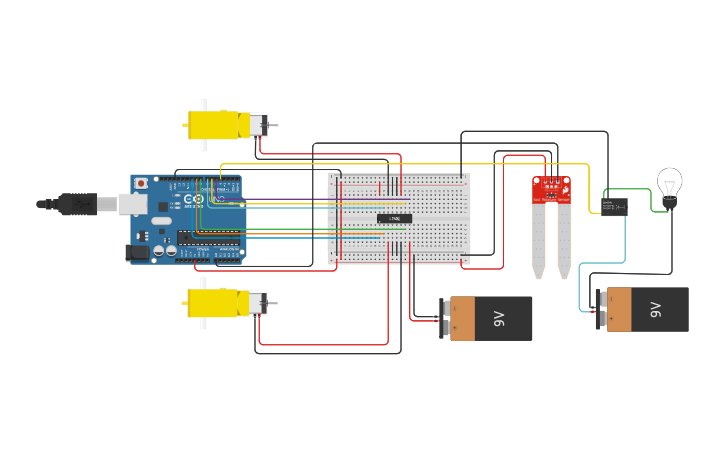 Circuit design Proyecto Final de Arduino Car, moisture - Tinkercad