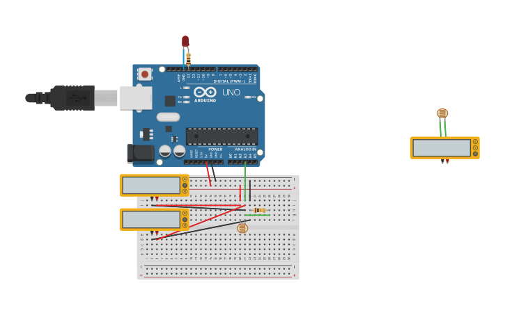 Circuit design 2.2 Memakai Sensor Cahaya | Tinkercad