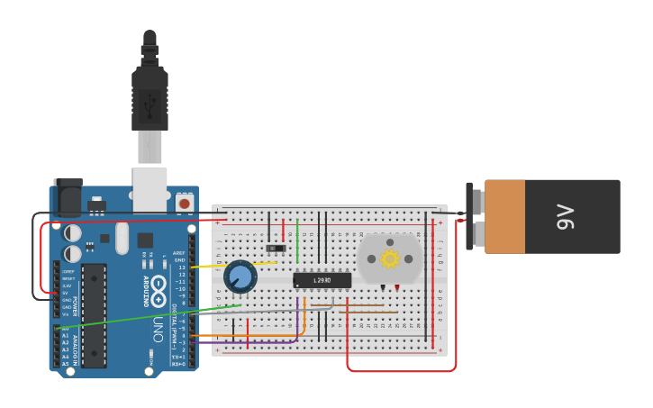 Circuit design motor dc | Tinkercad