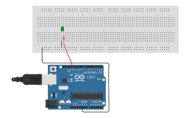 Circuit design LED flash - Tinkercad