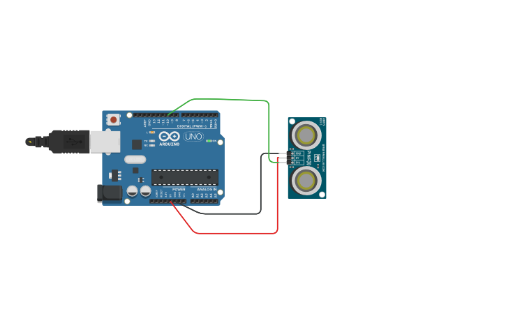 Circuit Design Arduinoκαι Ultrasonic Serial Monitor Tinkercad