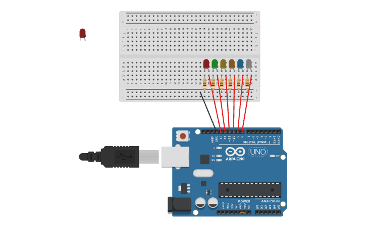 Circuit design Christmas Light - Tinkercad