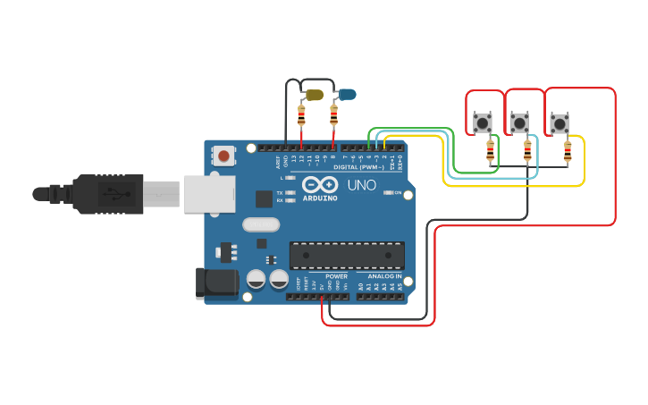 Circuit design Passa ou repassa com ARDUINO - Tinkercad