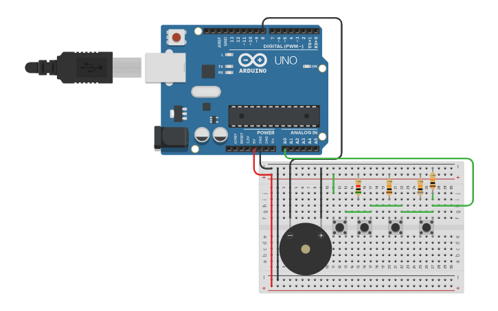 Circuit design Inlämning 3a: Keyboard instrument - Tinkercad