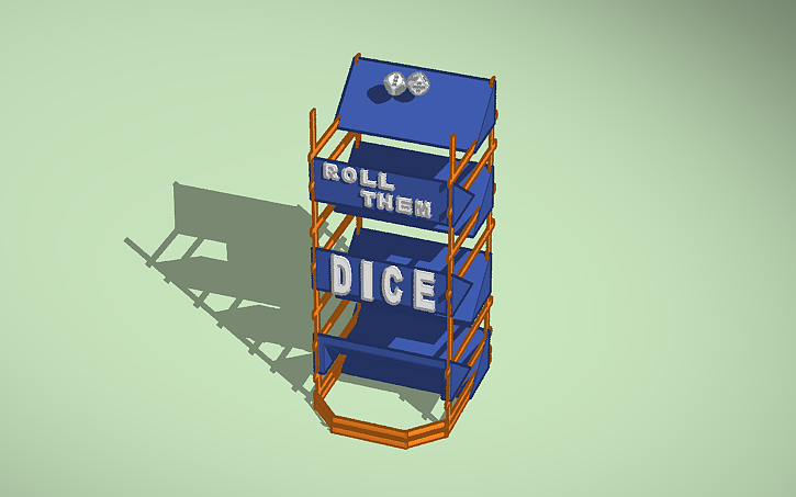 3D design Wedges on stilts dice roll tower - Tinkercad