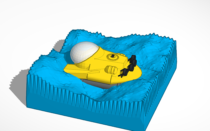 3D design submarine in rocky ocean | Tinkercad