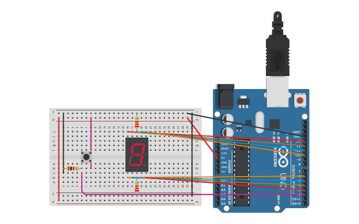 Circuit design tac switch led - Tinkercad