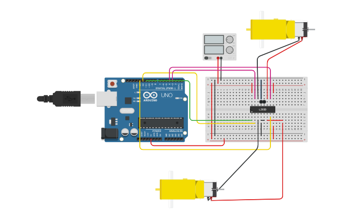 Circuit design Control de motores DC - Tinkercad