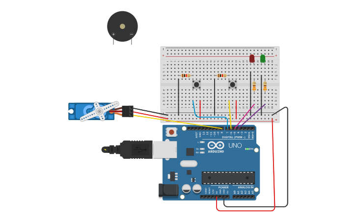 Circuit design servo motor 6V - Tinkercad