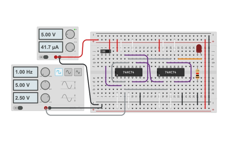 Circuit design serial input serial output shift register - Tinkercad Circuit design serial input serial output shift register - Tinkercad
