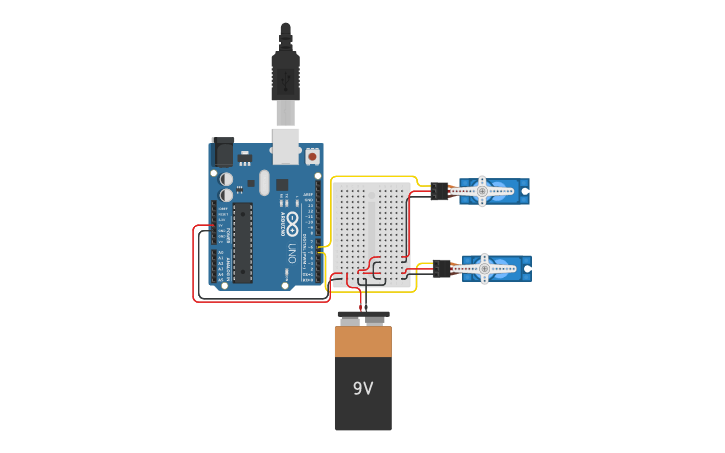 Circuit design Servo motors with Arduino - Tinkercad