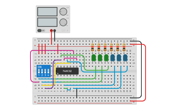 Circuit design 74LS32 OR GATE - Tinkercad