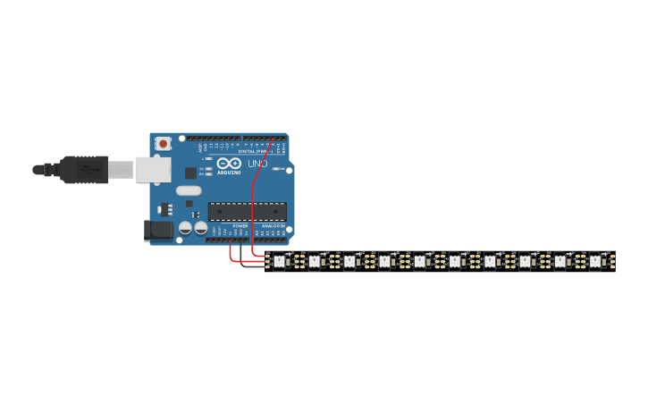 Circuit design LED Strip - Tinkercad