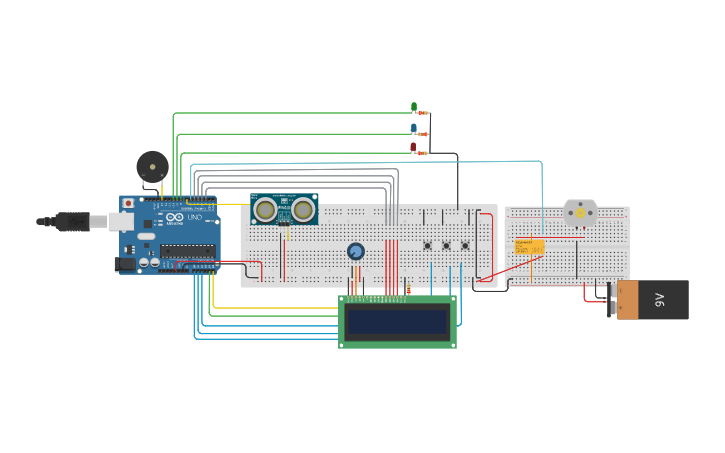 Circuit design water level controller - Tinkercad