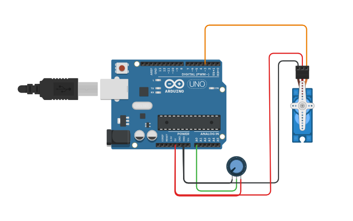 Circuit design Examen 3 variacion de velocidad servo - Tinkercad