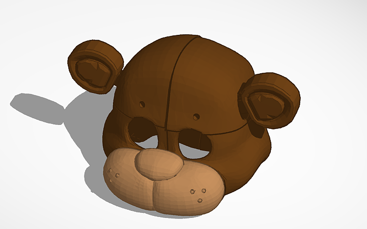 3D design Freddy Fazbear Life sized mask - Tinkercad