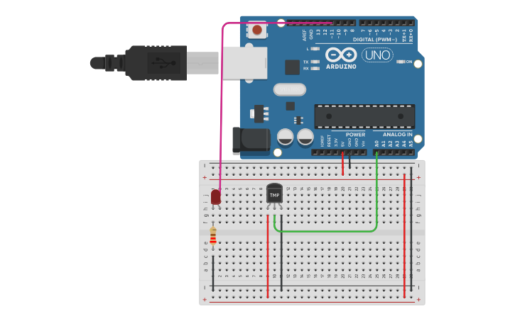 Circuit design SENSOR DE TEMPERATURA | Tinkercad