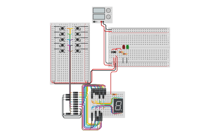 Circuit design 7-Segment Display Using only diodes | Tinkercad