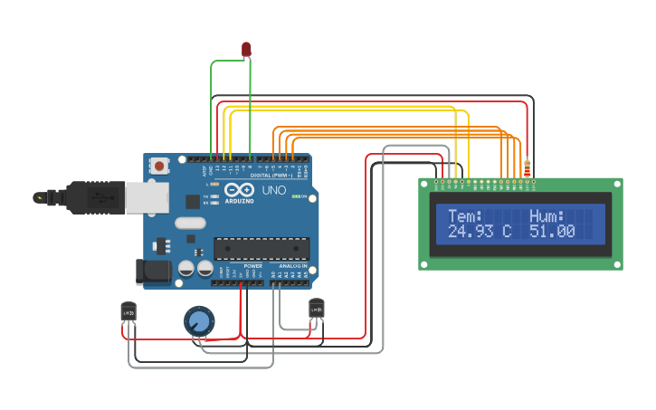 Circuit design Sensor de humedad y temperatura - Tinkercad