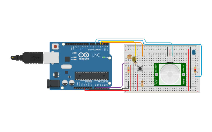 Circuit design led bouton | Tinkercad