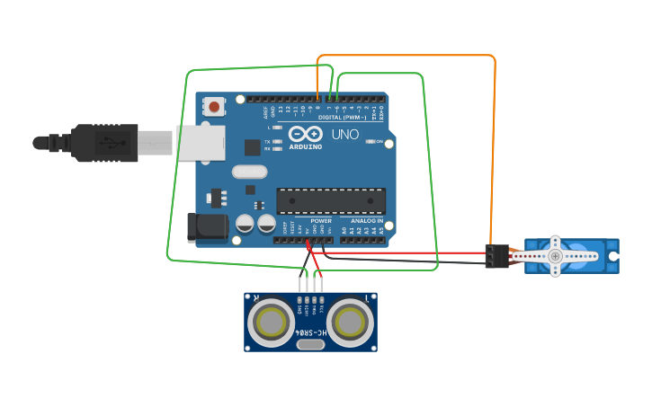 Circuit Design Projet Poubelle Automatique Tinkercad
