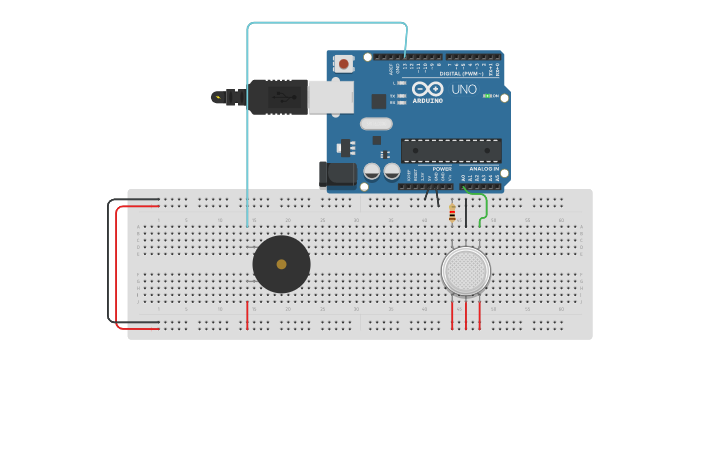 Circuit design SENSOR DE GAS - Tinkercad