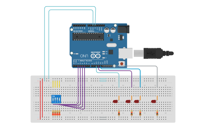 Circuit design Circuito dip switch - Tinkercad