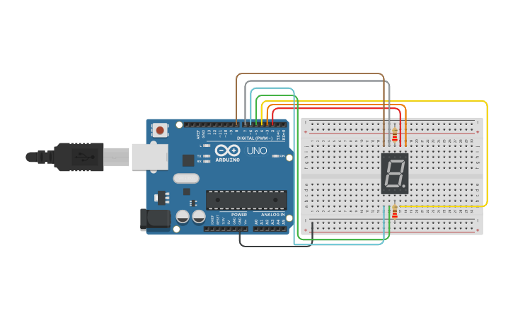 Circuit design 7 Segment Display | Tinkercad