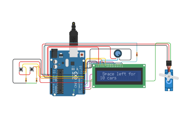 Circuit design Smart Parking Lot - Tinkercad