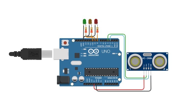 Circuit design MHS Arduino Lesson 6_Ultrasonic - Tinkercad