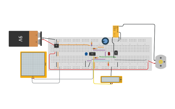 Circuit design Transistor y Rele - Tinkercad