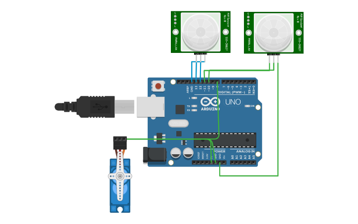Circuit Design Motion Detection Tinkercad