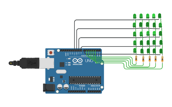 Circuit design Led matrix - Tinkercad