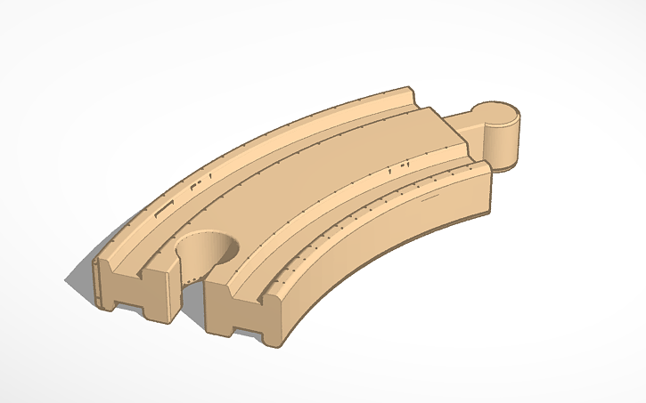 3D design 3.5'' curved wooden train track - Tinkercad